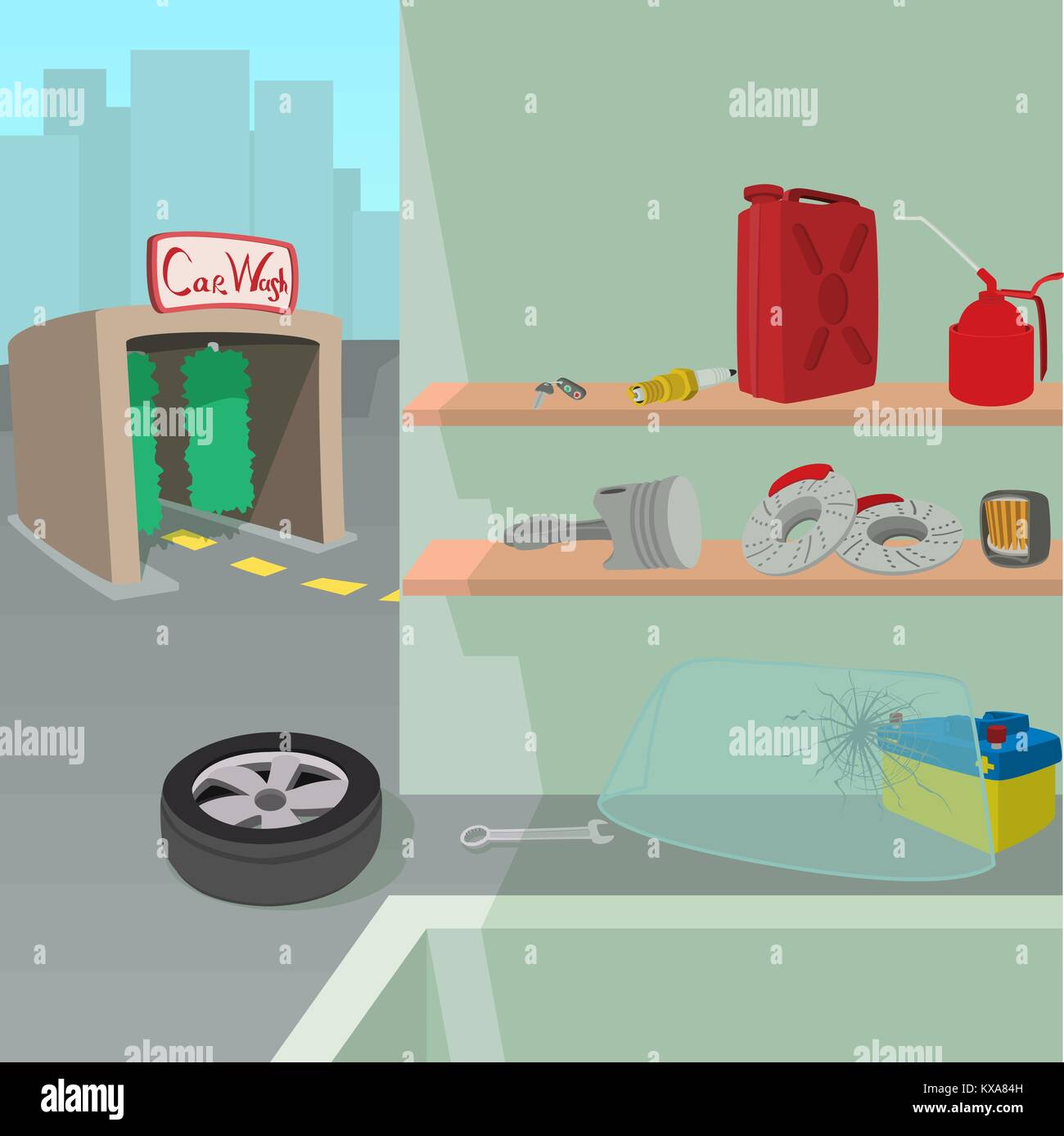 Car repair service concept, cartoon style Stock Vector Image & Art - Alamy