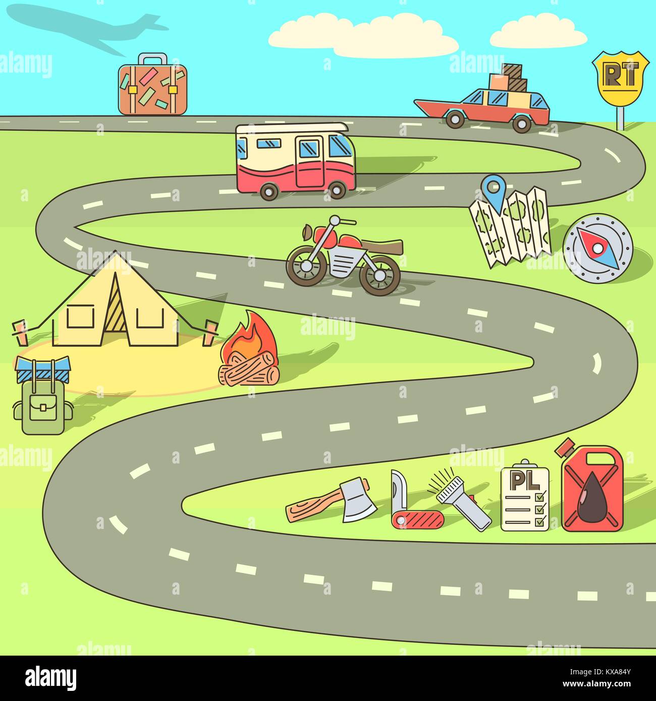 Trip adventure concept, cartoon style Stock Vector Image & Art - Alamy