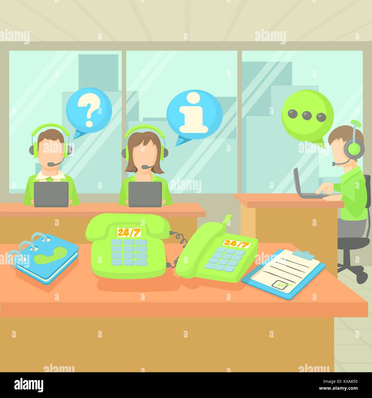 Call center service concept, cartoon style Stock Vector Image & Art - Alamy
