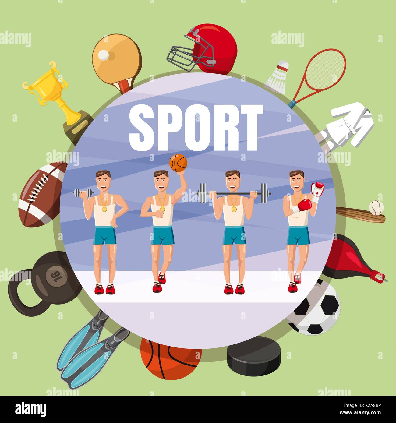 Sport section symbols concept, cartoon style Stock Vector Image & Art ...