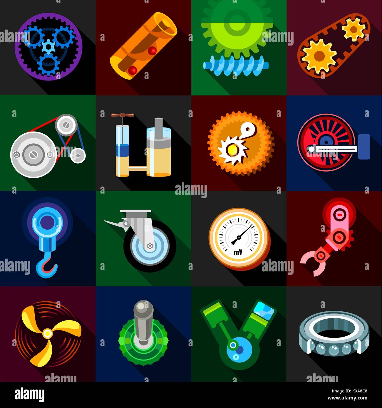 Technical mechanisms icons set, flat style Stock Vector Image & Art - Alamy