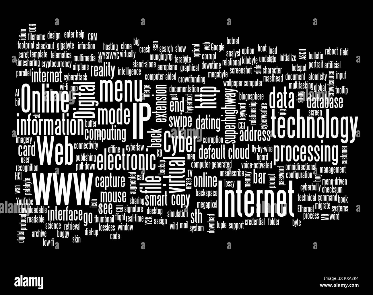 Web and internet related words designed in different sizes and ...