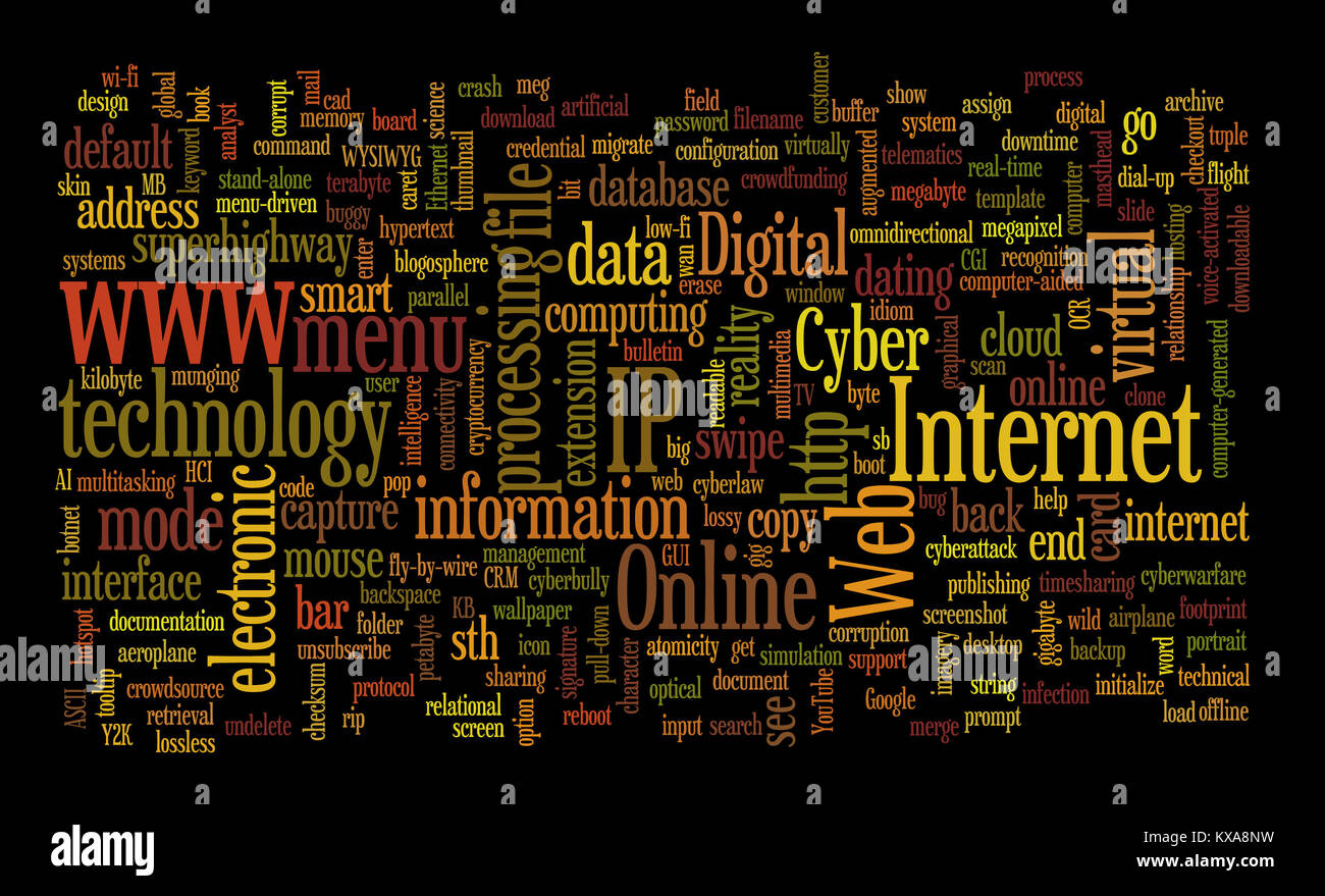 Web and internet related words designed in different sizes and ...