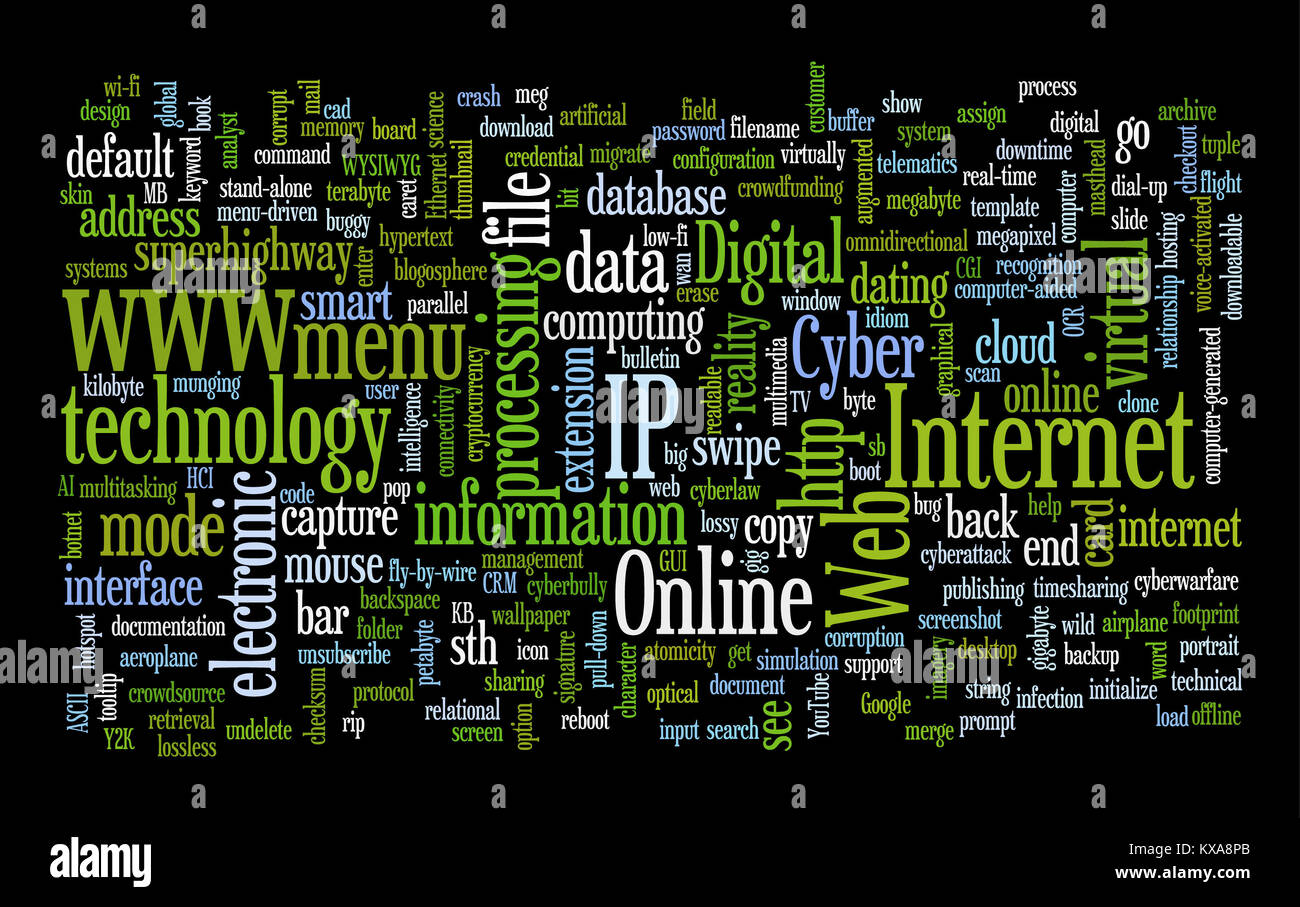 Web and internet related words designed in different sizes and ...