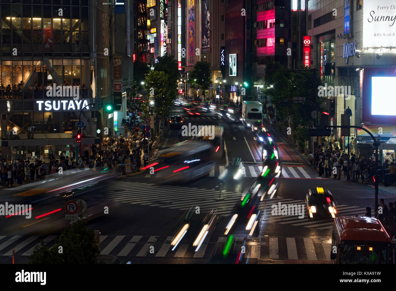 JAPAN, TOKYO, JUN 29 2017, Many cars are blurred of move riding on ...