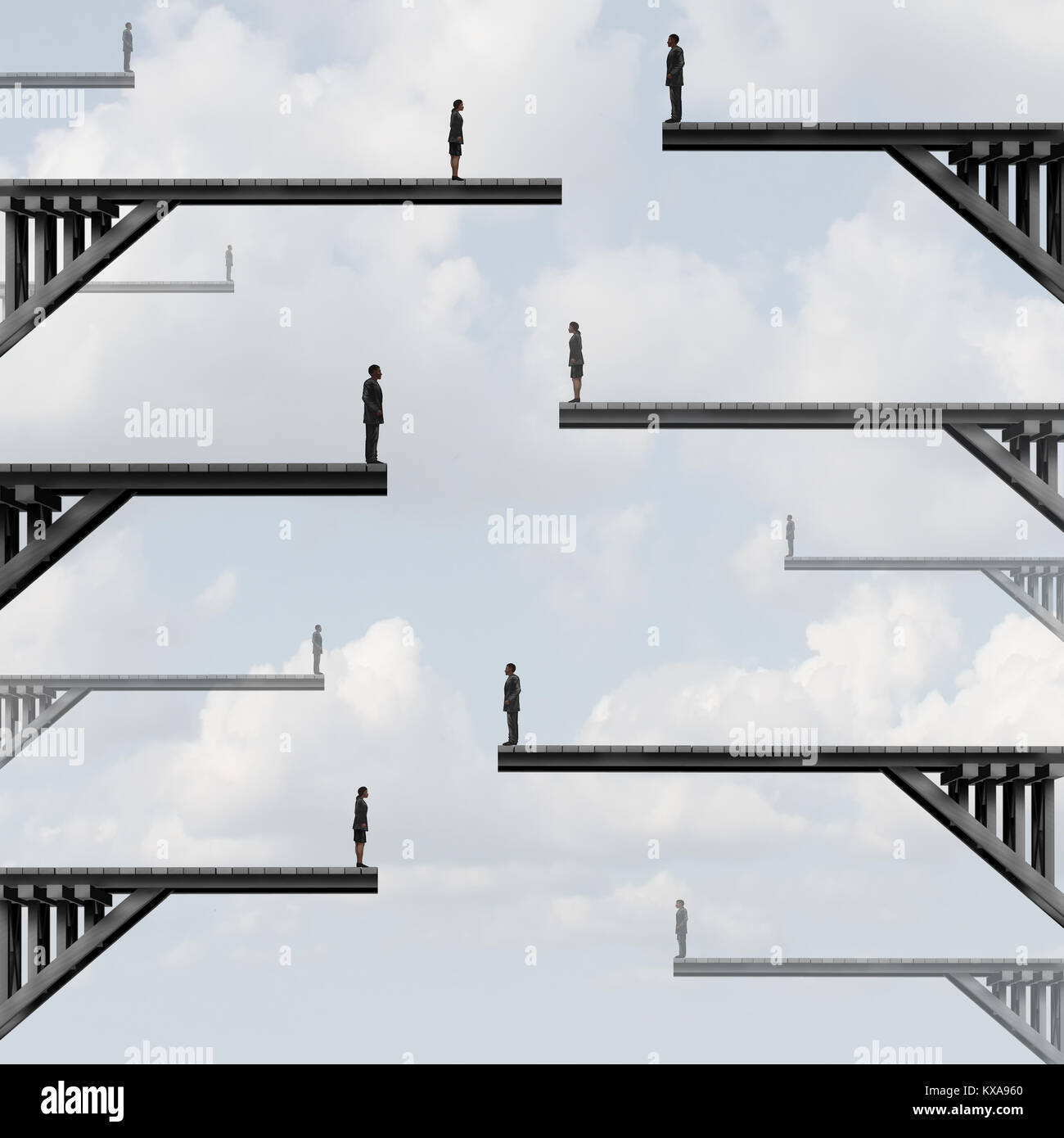 Business connection strategy as a group of divided diverse people on ...