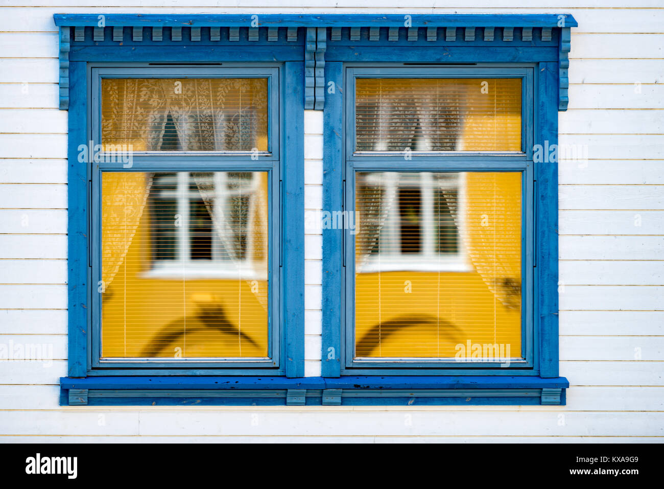 Window details of traditional house in scandinavian style. Norway ...