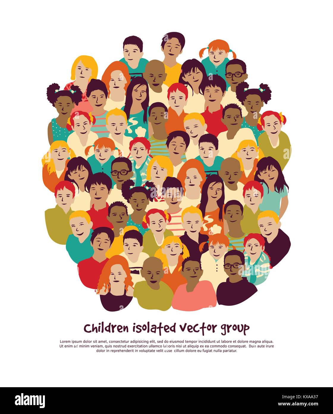 Children crowd group color isolated on white Stock Vector Image & Art ...