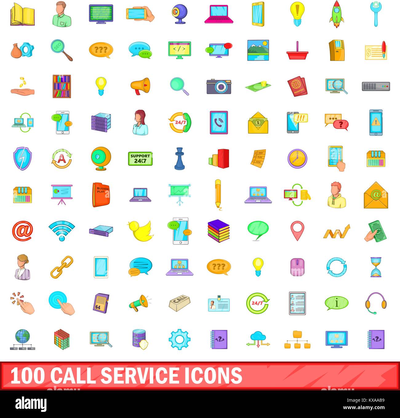 100 call service icons set, cartoon style Stock Vector Image & Art - Alamy
