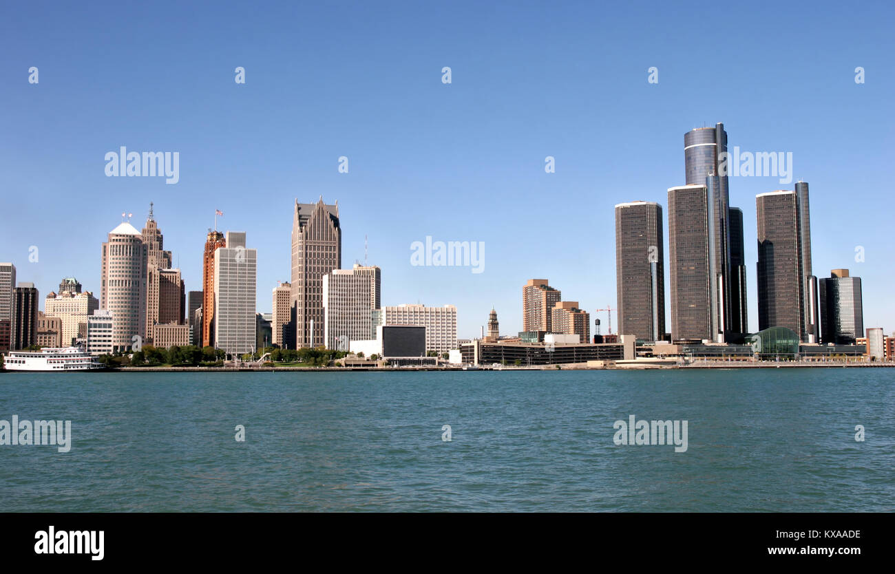 view of panorama Detroit skyline from Windsor Stock Photo - Alamy