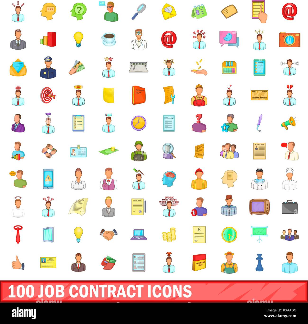 100 job contract icons set, cartoon style Stock Vector Image & Art - Alamy