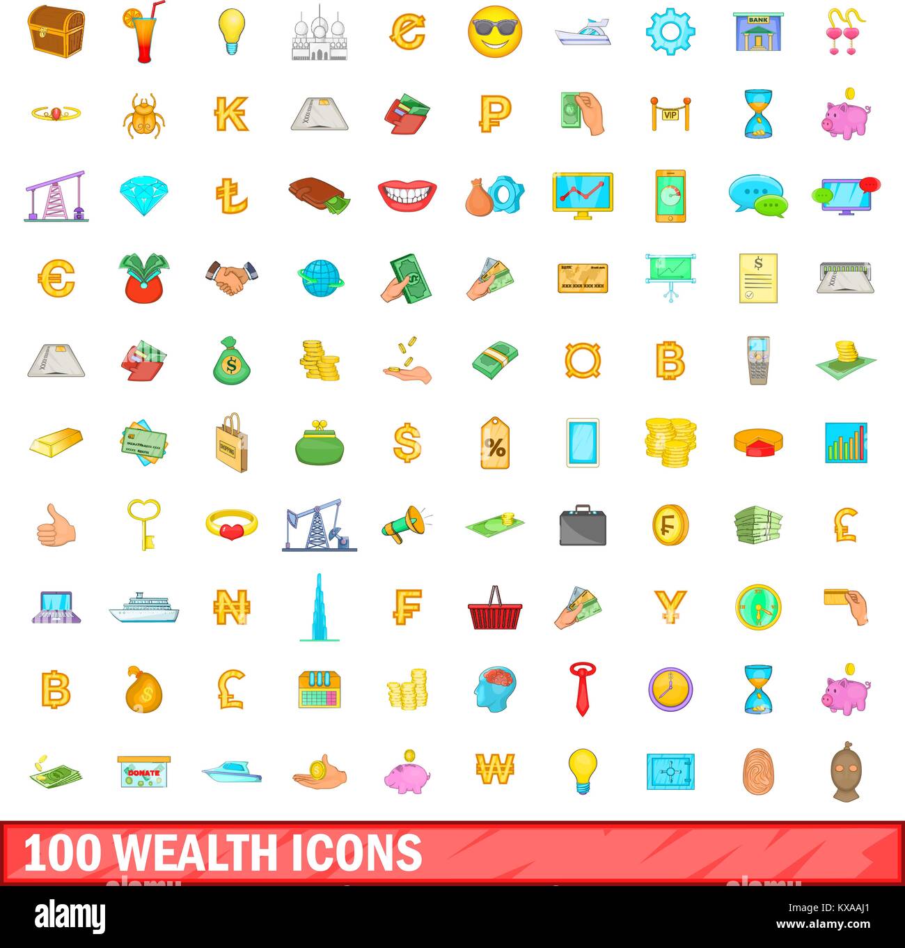 100 wealth icons set, cartoon style Stock Vector Image & Art - Alamy