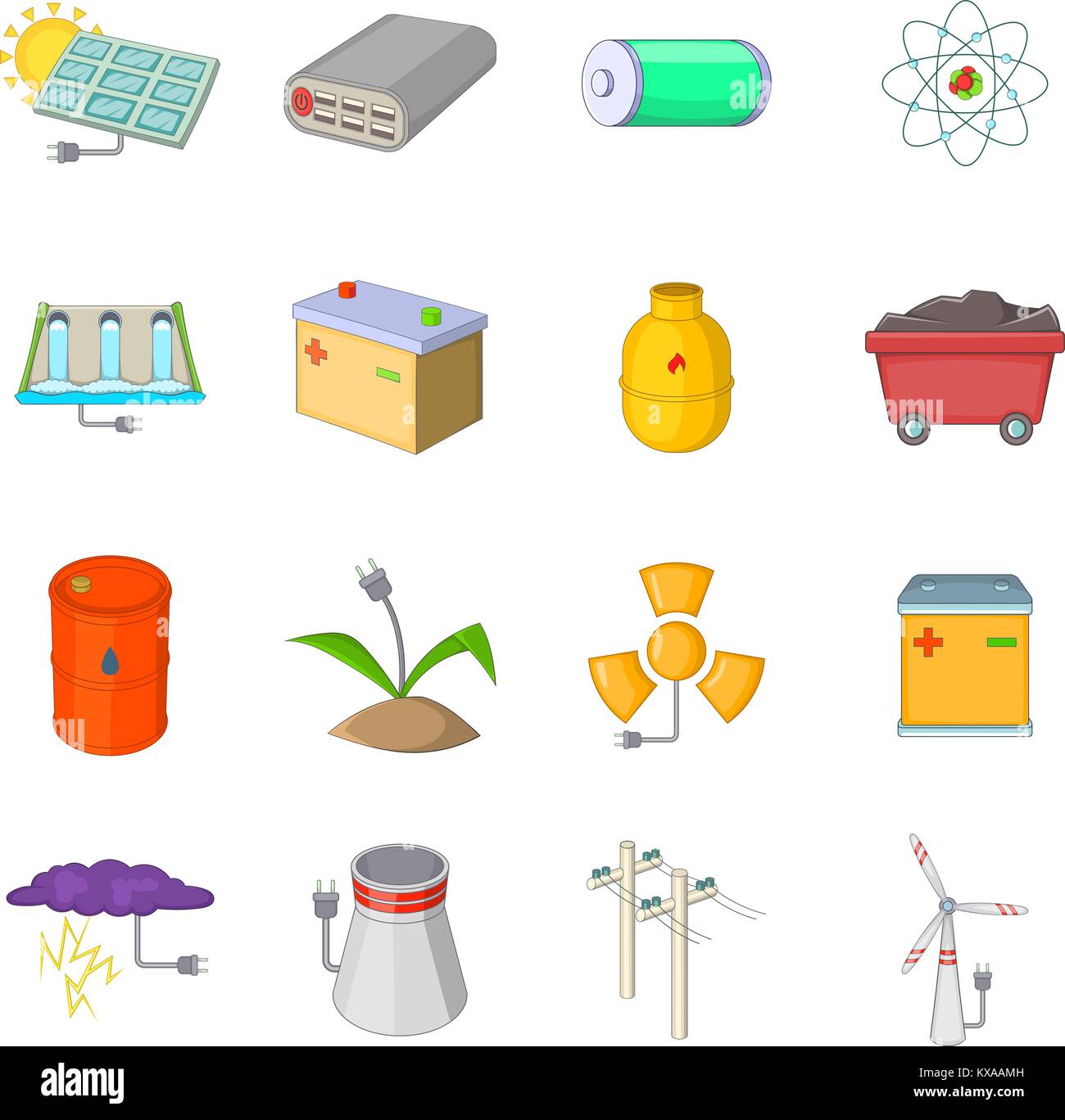 Energy sources items icons set, cartoon style Stock Vector Image & Art ...
