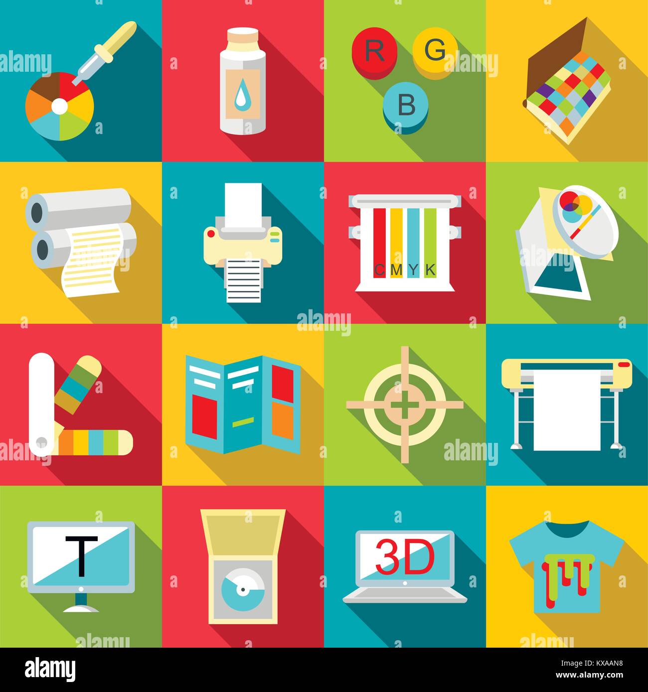 Printing processes icons set, flat style Stock Vector Image & Art - Alamy