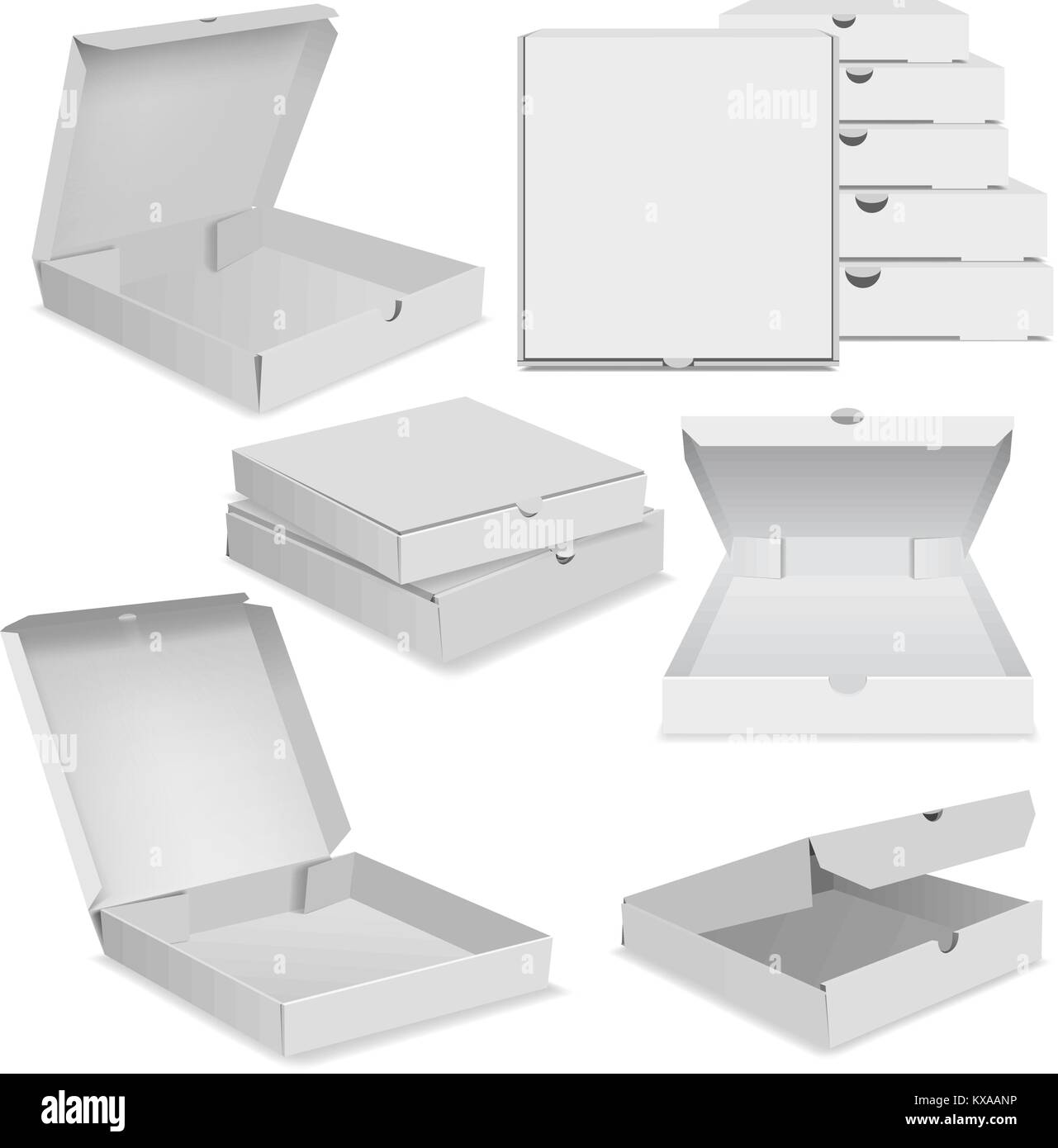 Pizza packaging mockup set, realistic style Stock Vector Image & Art ...