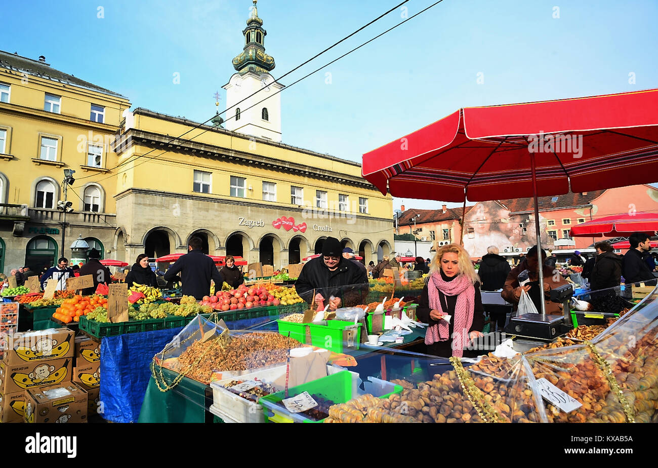 Zagreb, Croatia. Dolac open-air market. Dolac is the largest and most ...