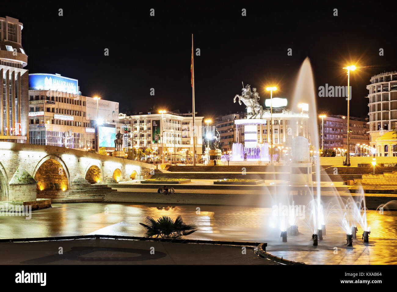 SKOPJE, MACEDONIA - MAY 29: Macedonia Square is the main square of ...