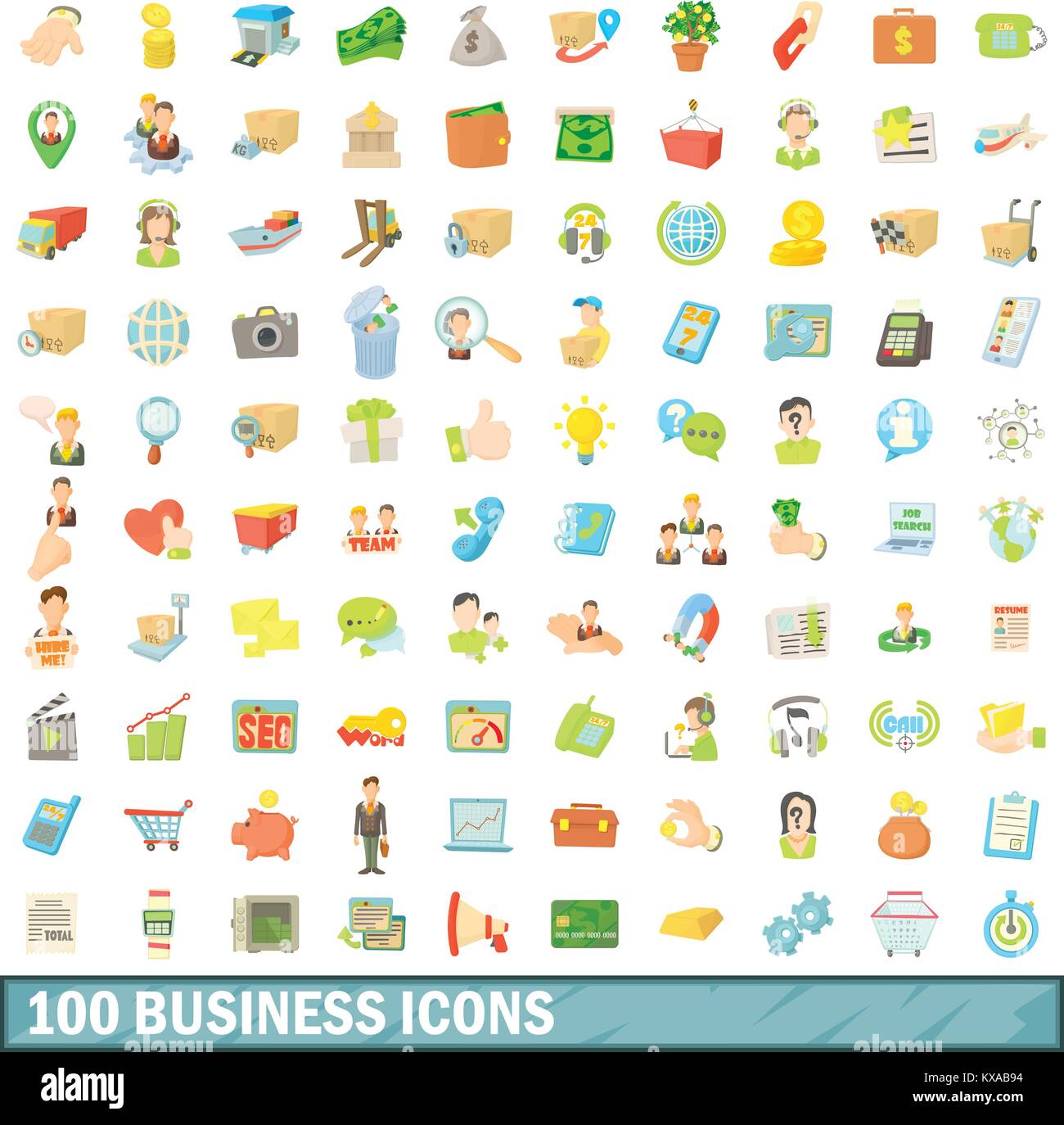 100 business icons set, cartoon style Stock Vector Image & Art - Alamy