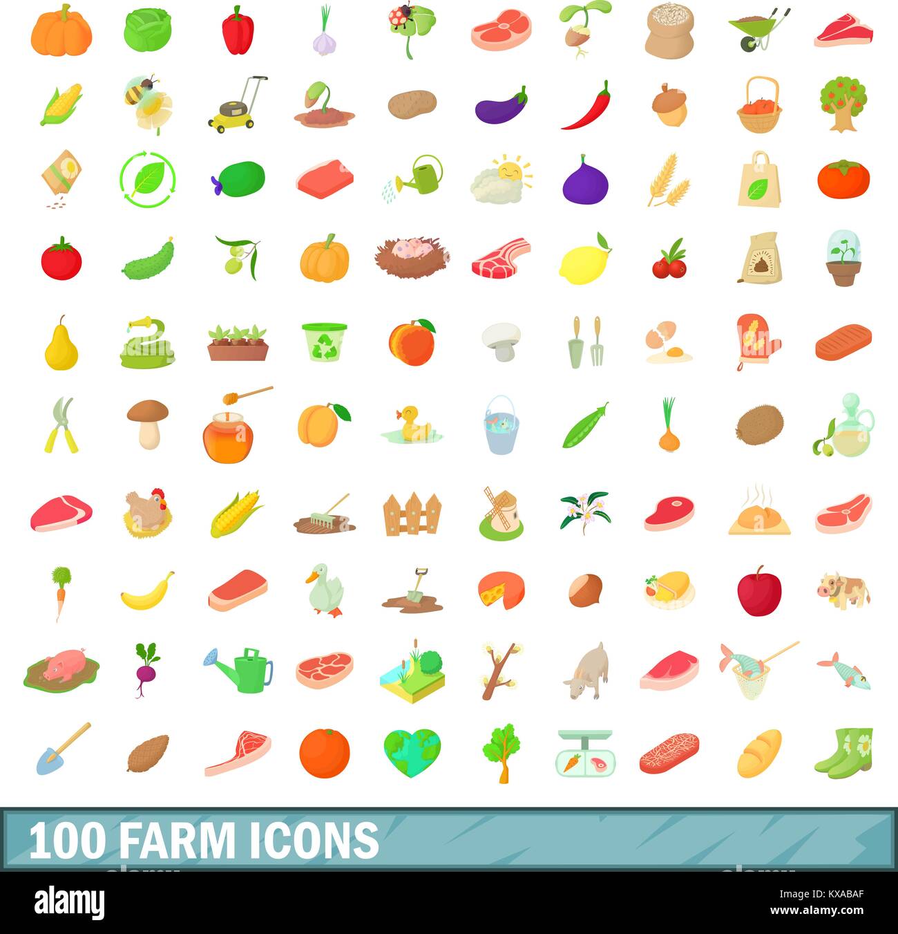 100 farm icons set, cartoon style Stock Vector Image & Art - Alamy