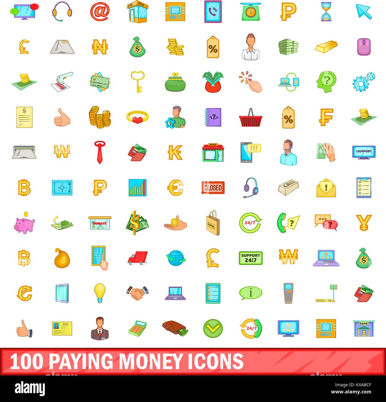 100 paying money icons set, cartoon style Stock Vector Image & Art - Alamy