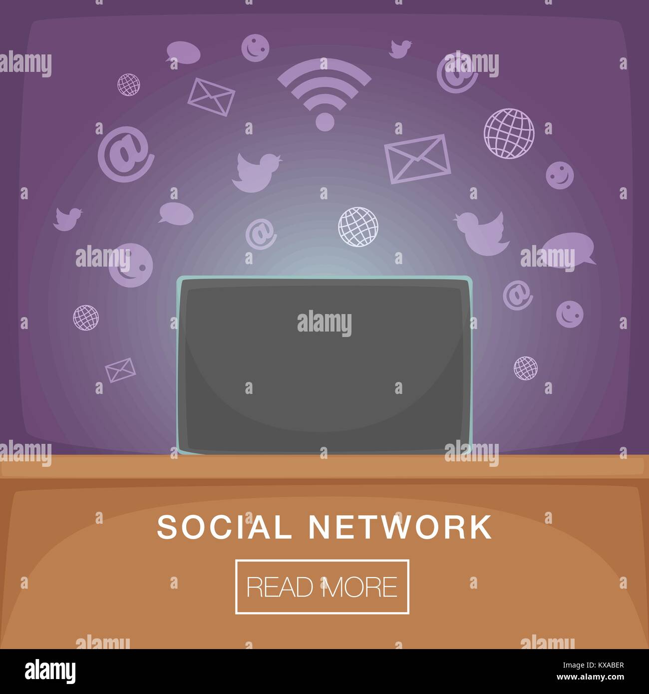 Social network concept screen, cartoon style Stock Vector Image & Art ...