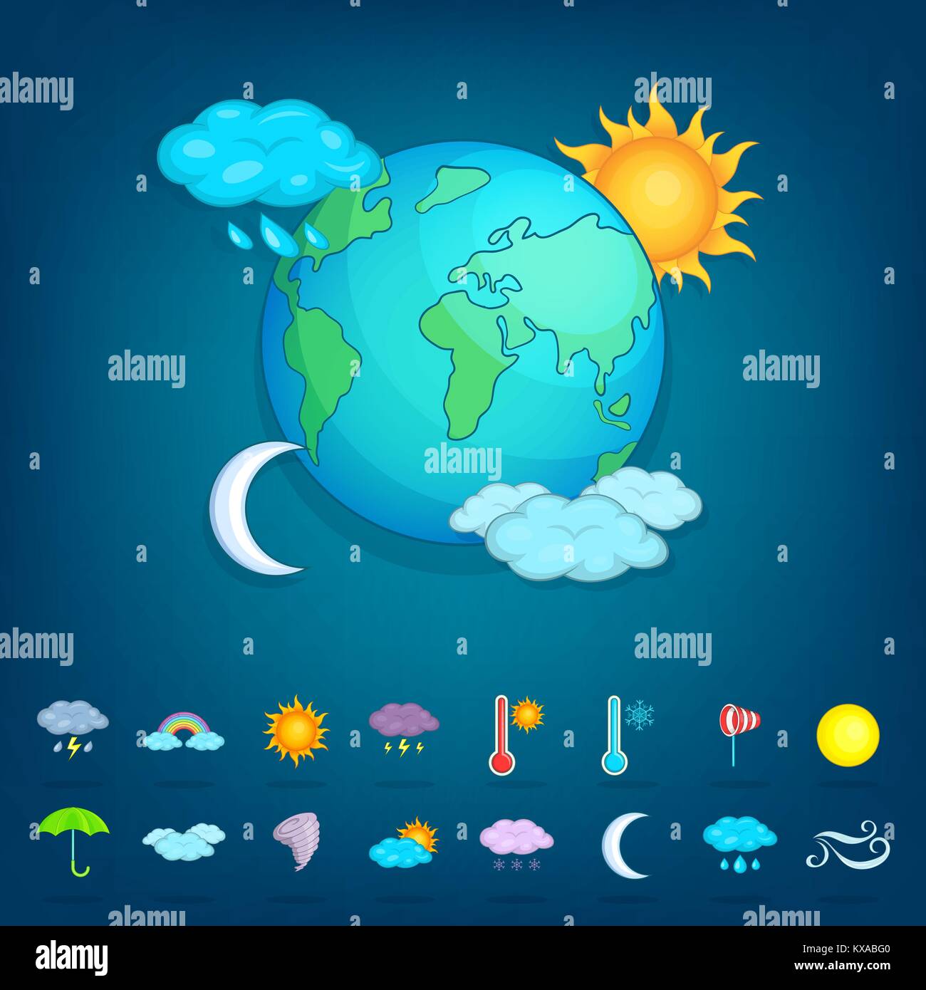 Weather symbols concept planet, cartoon style Stock Vector Image & Art ...