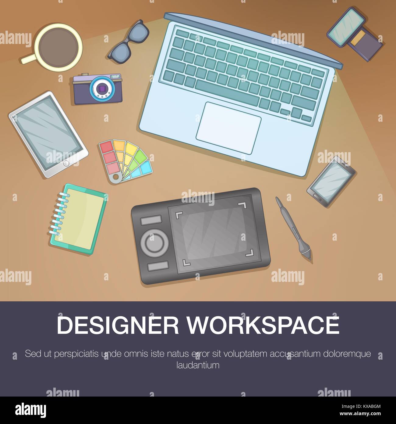 Designer workspace concept, cartoon style Stock Vector Image & Art - Alamy