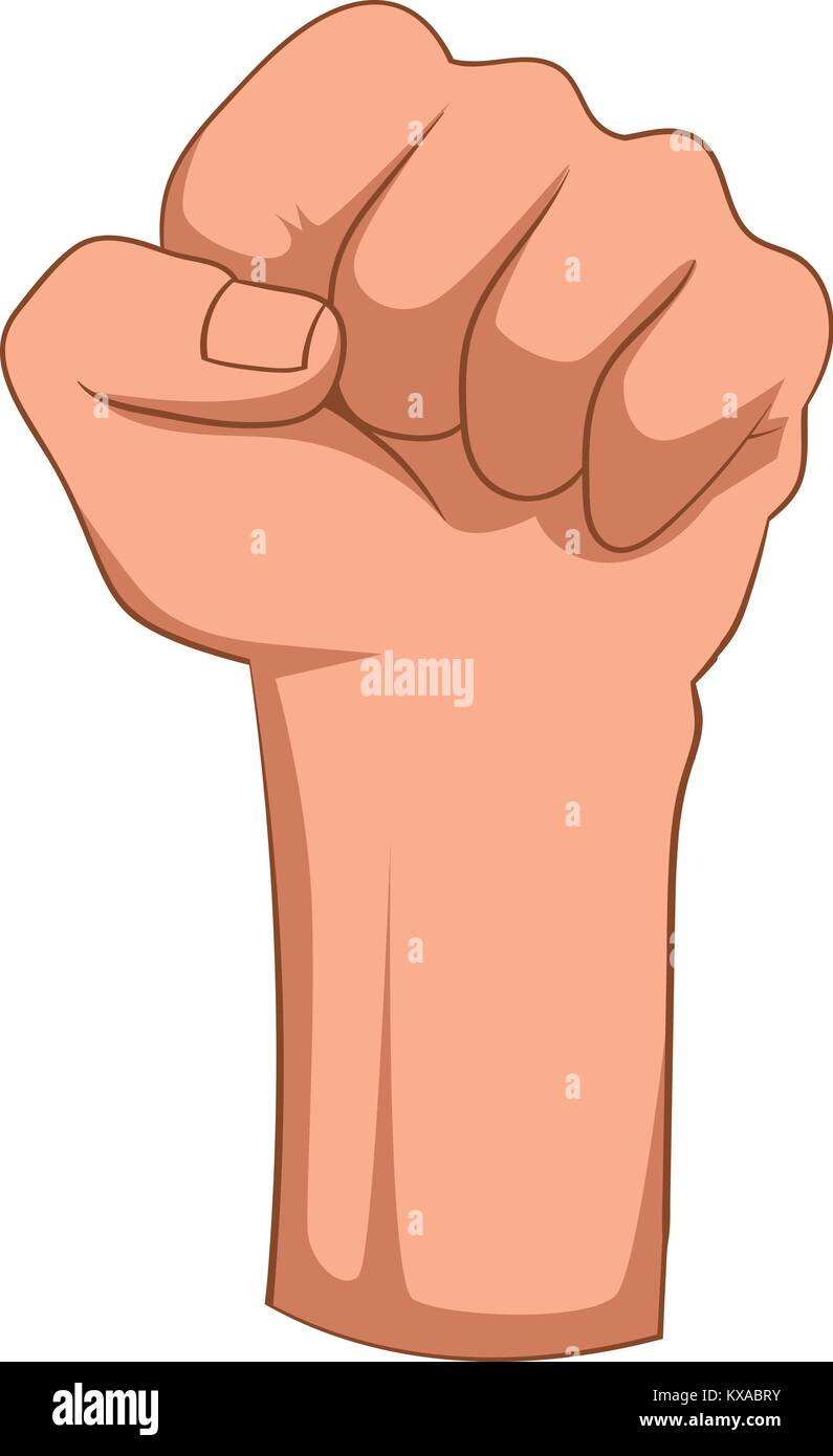 Raised up clenched male fist icon, cartoon style Stock Vector Image ...