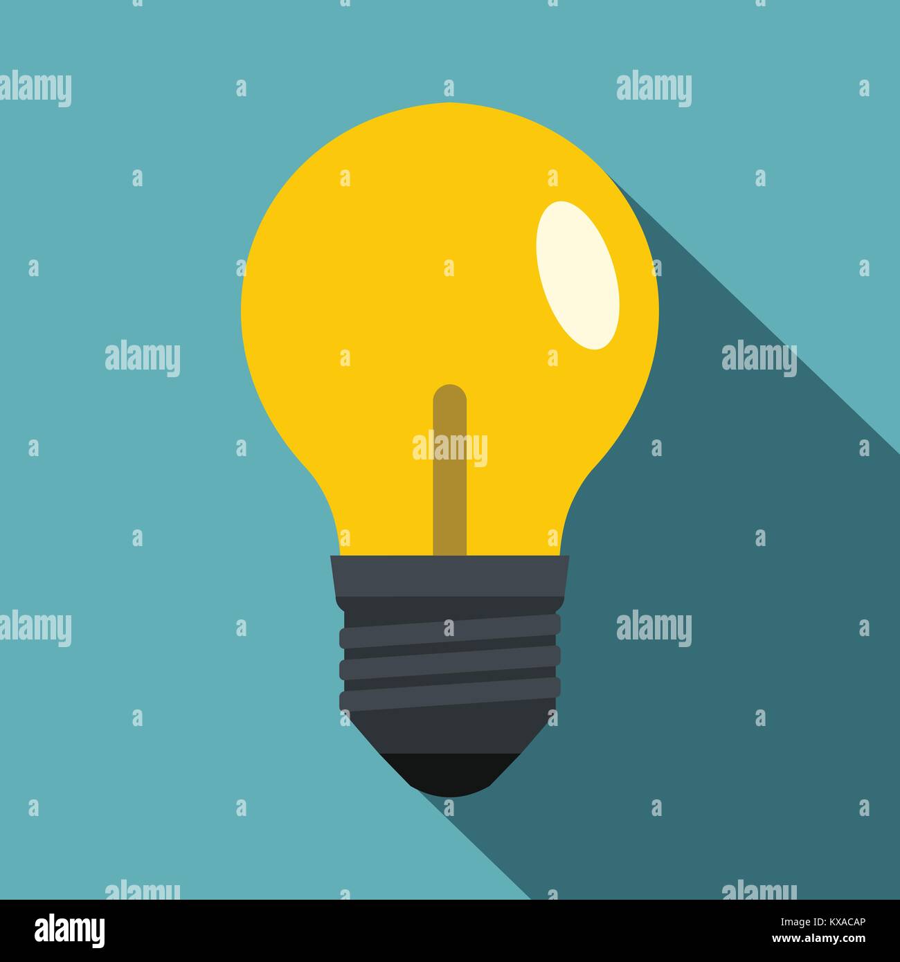 Yellow light bulb icon, flat style Stock Vector Image & Art - Alamy