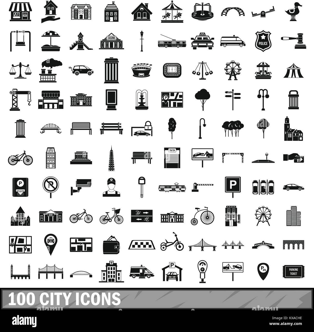 100 city icons set in simple style Stock Vector Image & Art - Alamy