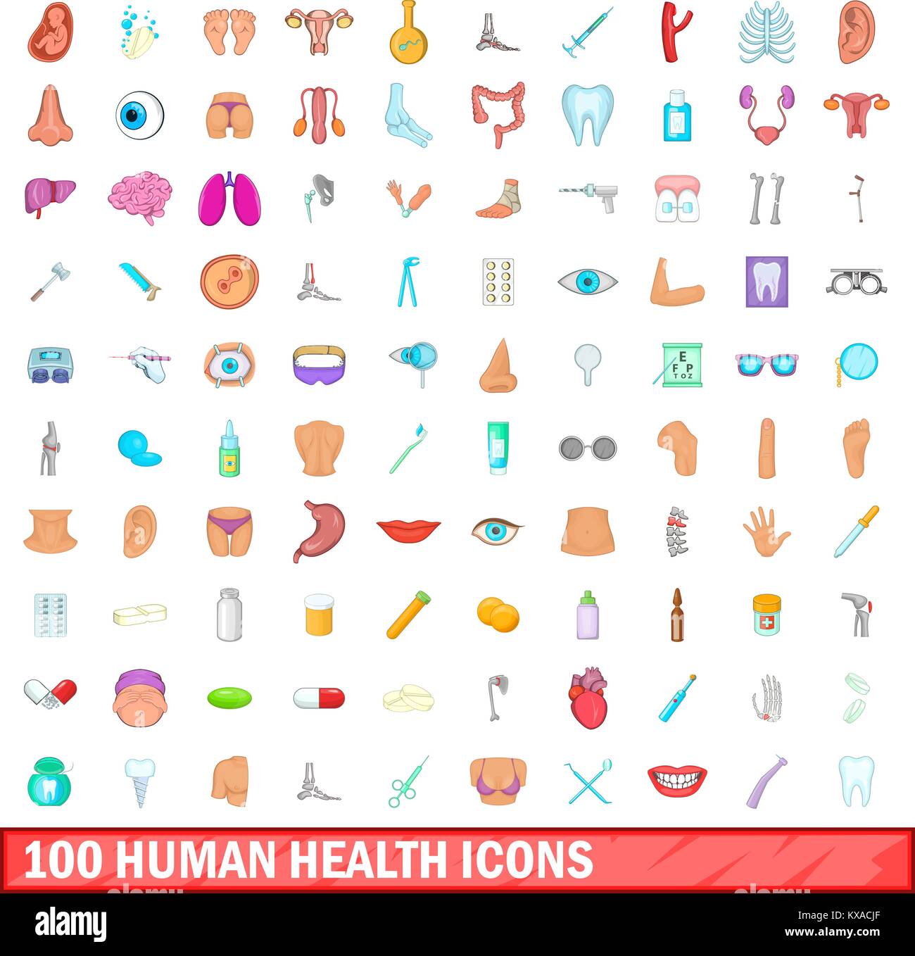 100 human health icons set, cartoon style Stock Vector Image & Art - Alamy
