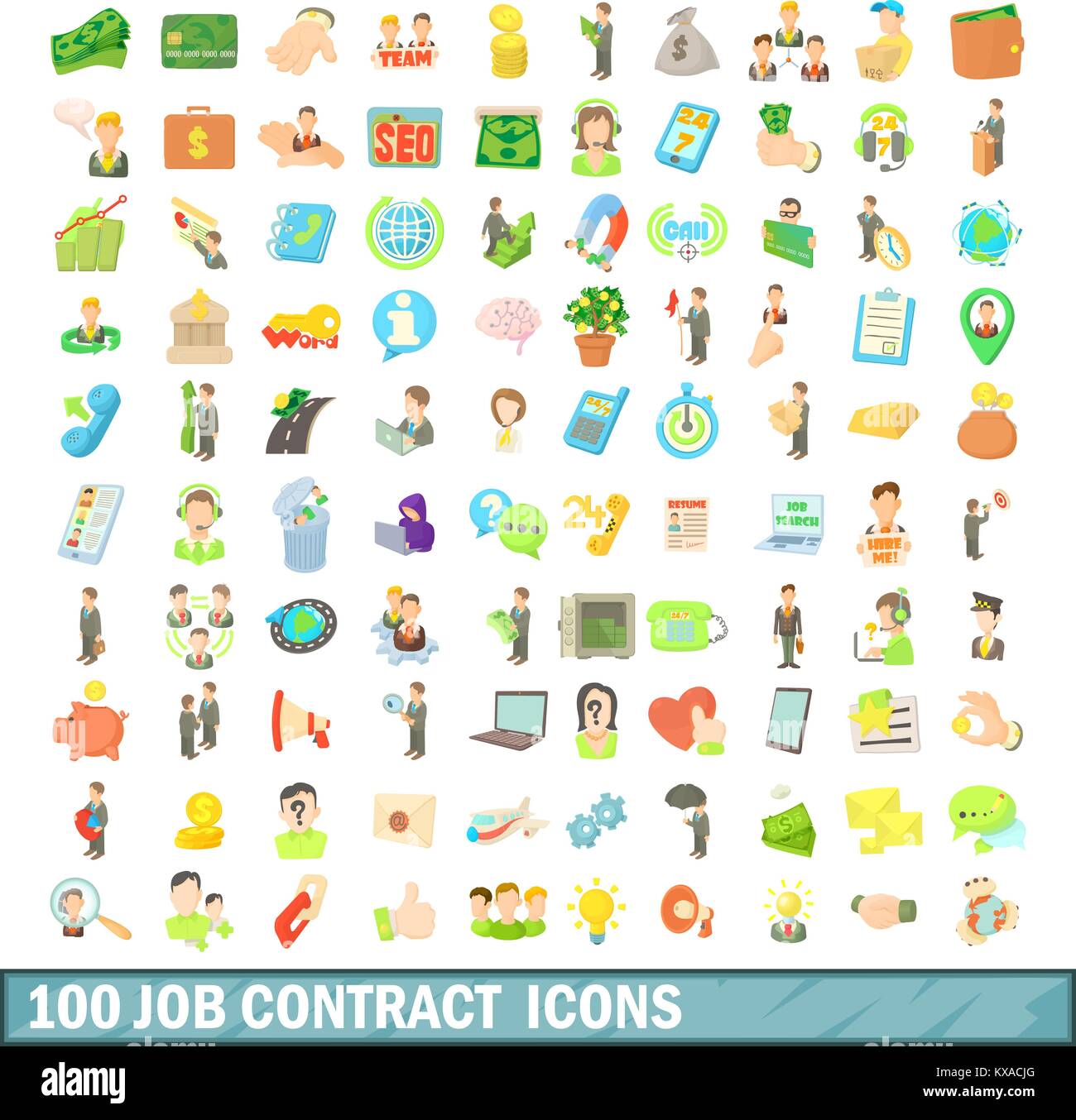 100 job contract icons set, cartoon style Stock Vector Image & Art - Alamy