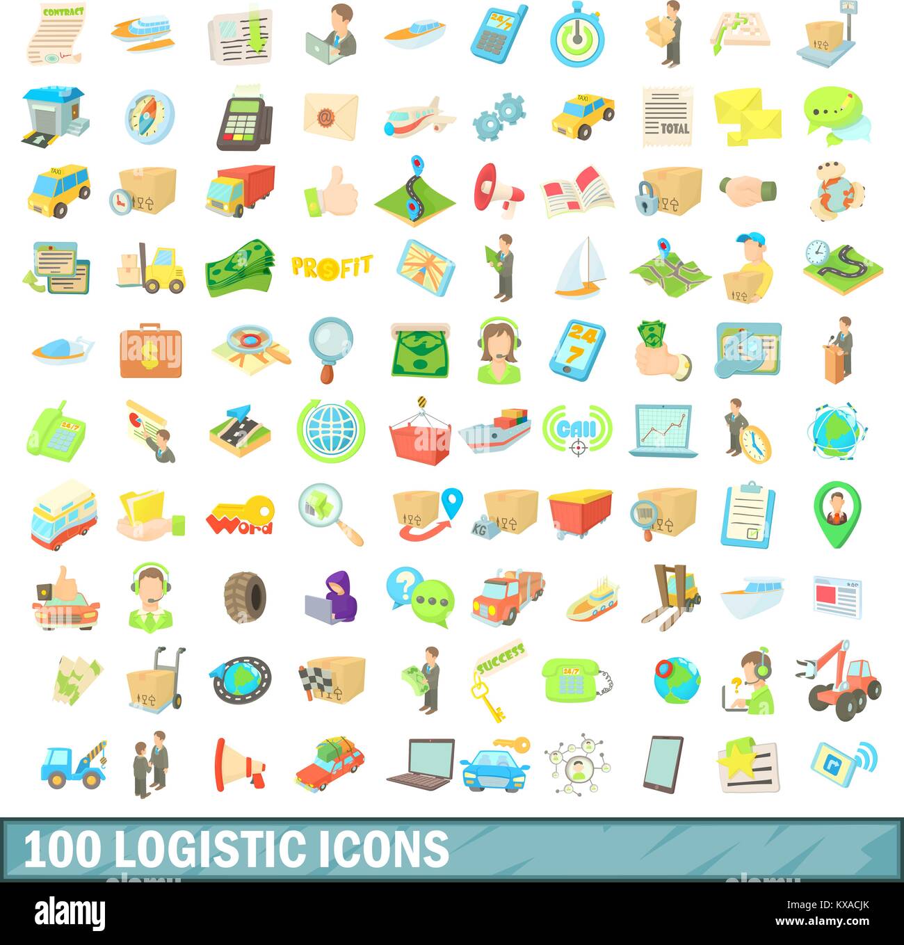 100 logistic icons set, cartoon style Stock Vector Image & Art - Alamy