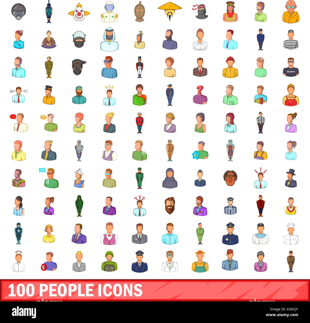 100 people icons set, cartoon style Stock Vector Image & Art - Alamy