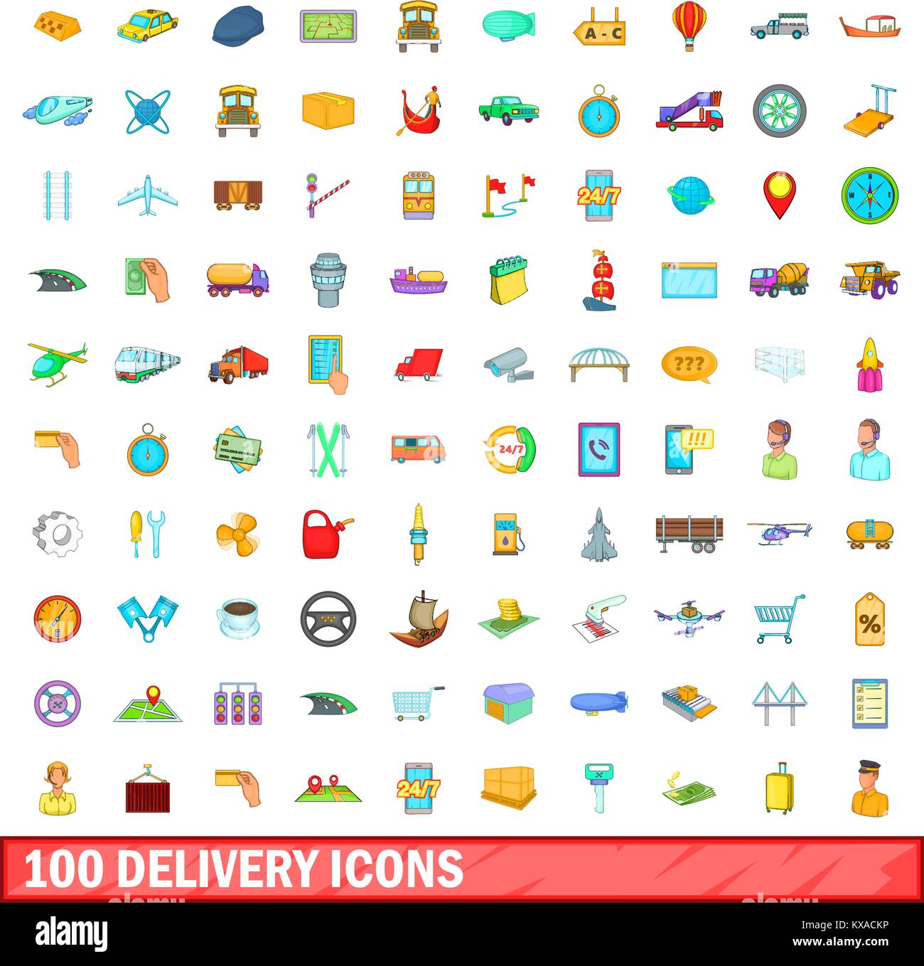 100 delivery icons set, cartoon style Stock Vector Image & Art - Alamy