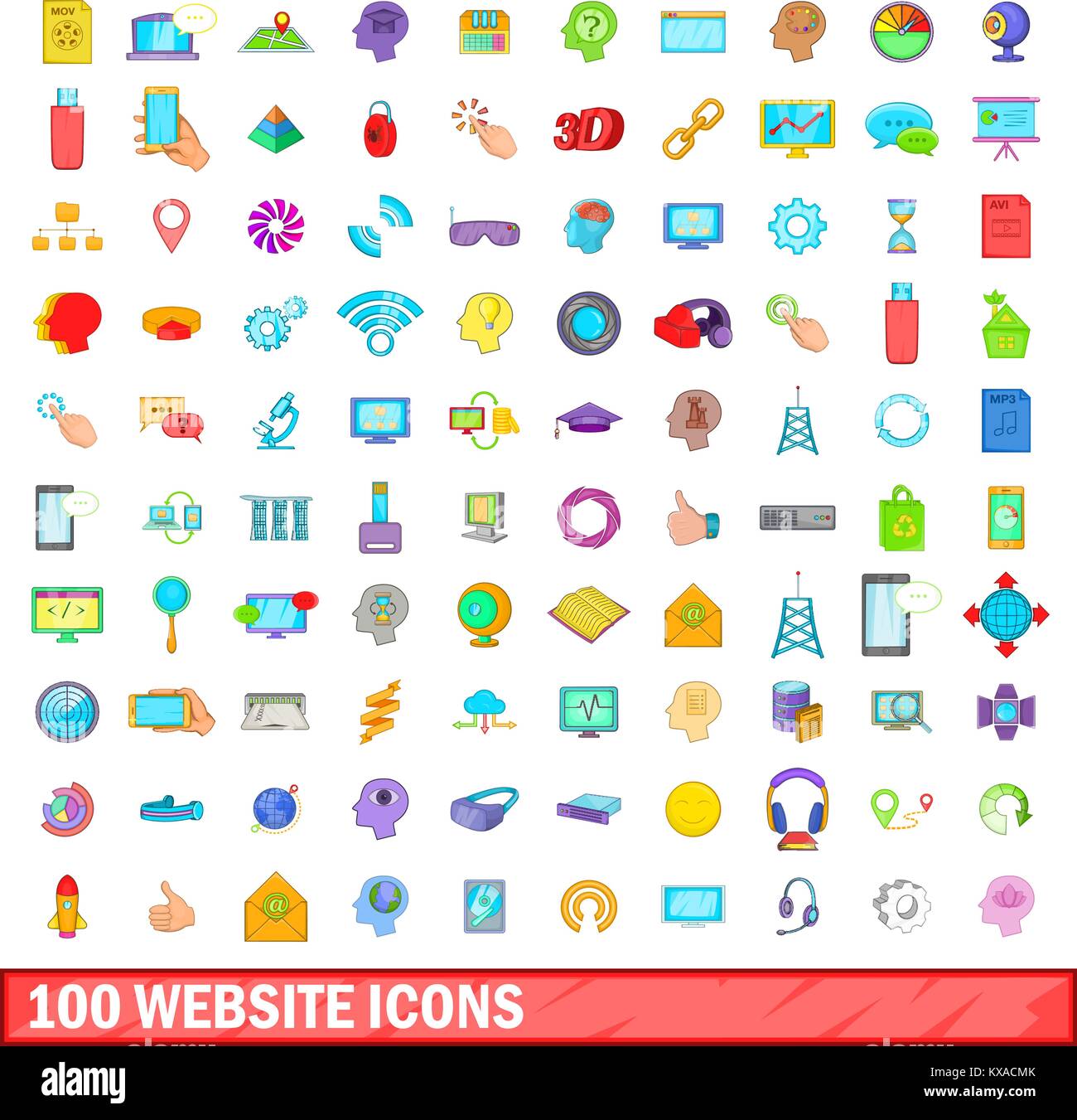 100 website icons set, cartoon style Stock Vector Image & Art - Alamy