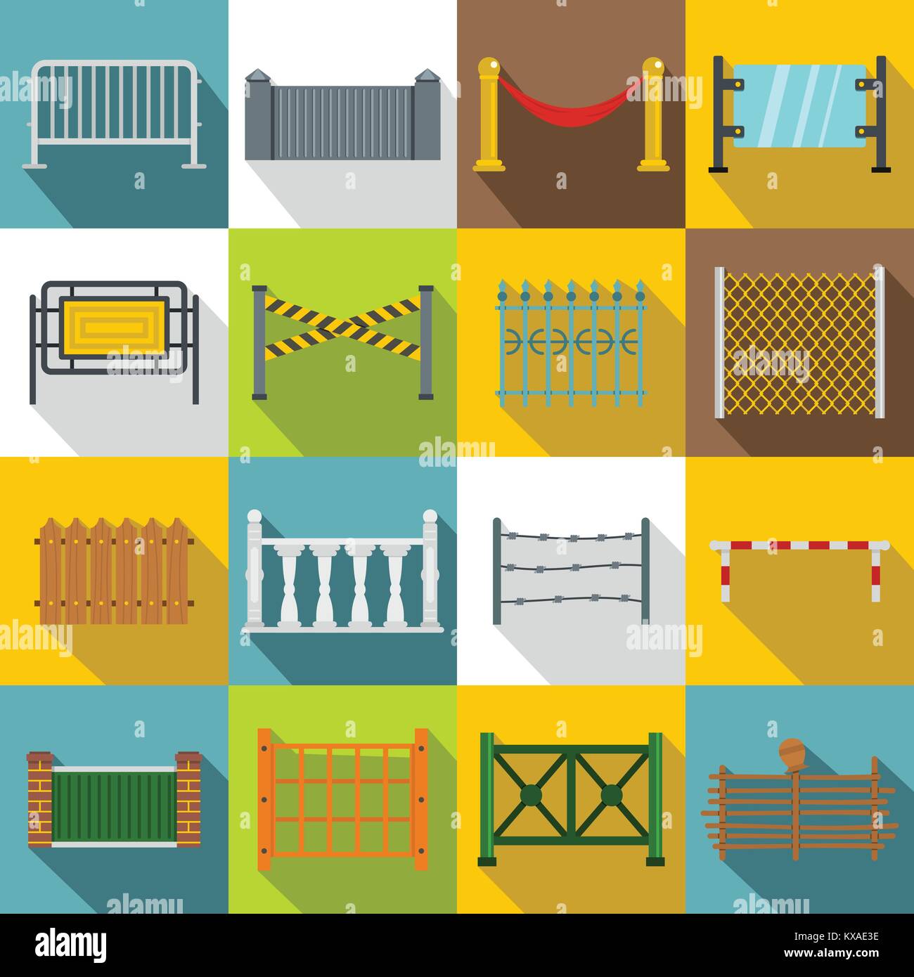 Fencing icons set, flat style Stock Vector Image & Art - Alamy