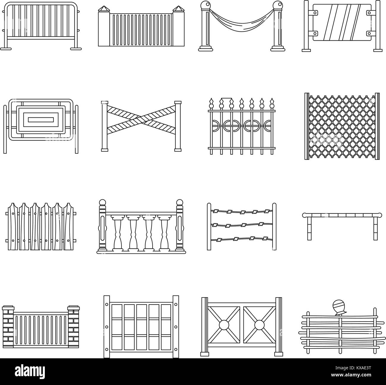 Fencing icons set, outline style Stock Vector Image & Art - Alamy