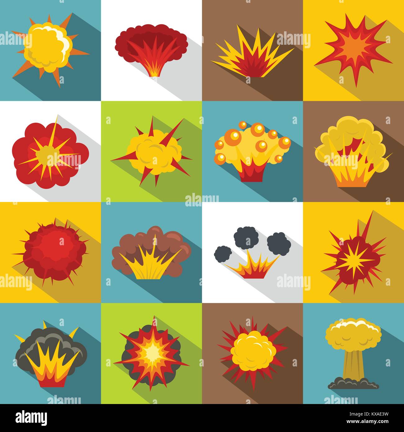 Explosion icons set, flat style Stock Vector Image & Art - Alamy