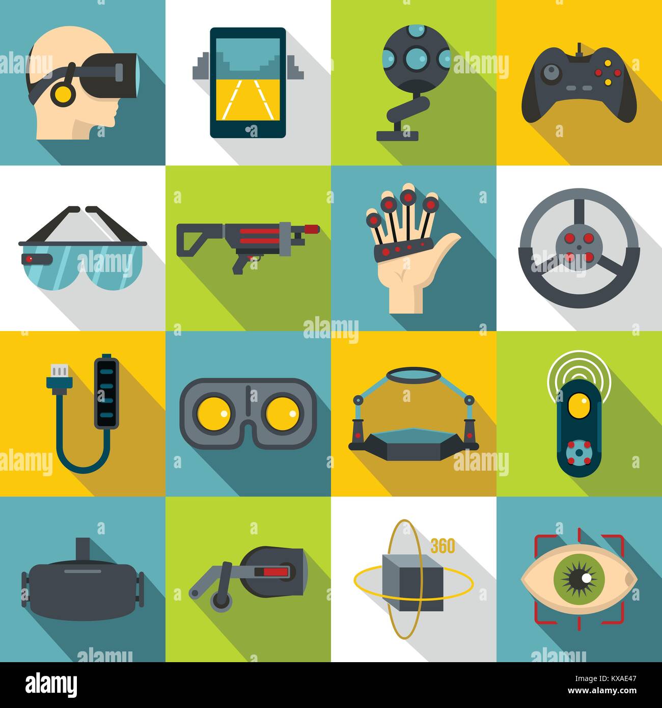 Virtual reality icons set, flat style Stock Vector Image & Art - Alamy