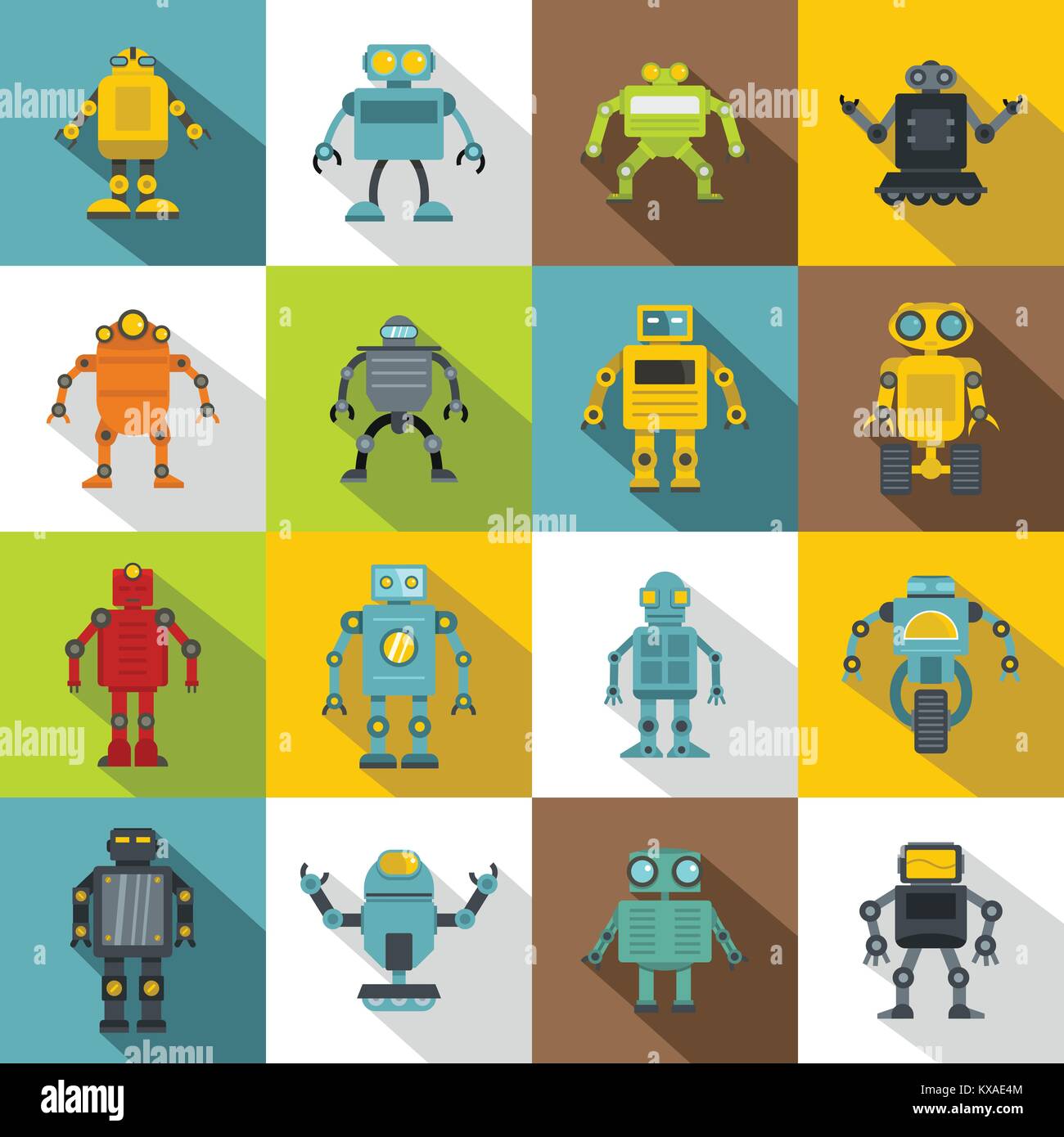 Robot icons set, flat style Stock Vector Image & Art - Alamy