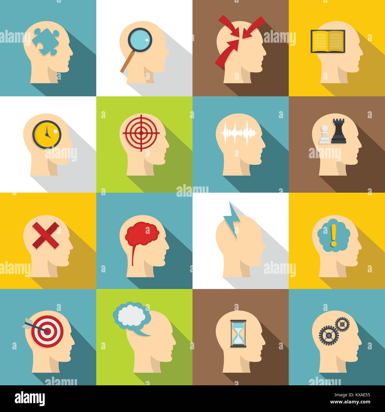 Head logos icons set, flat style Stock Vector Image & Art - Alamy