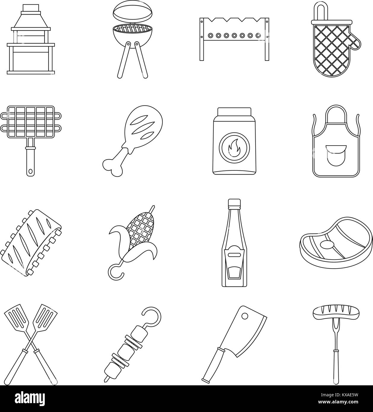 BBQ food icons set, outline style Stock Vector Image & Art - Alamy