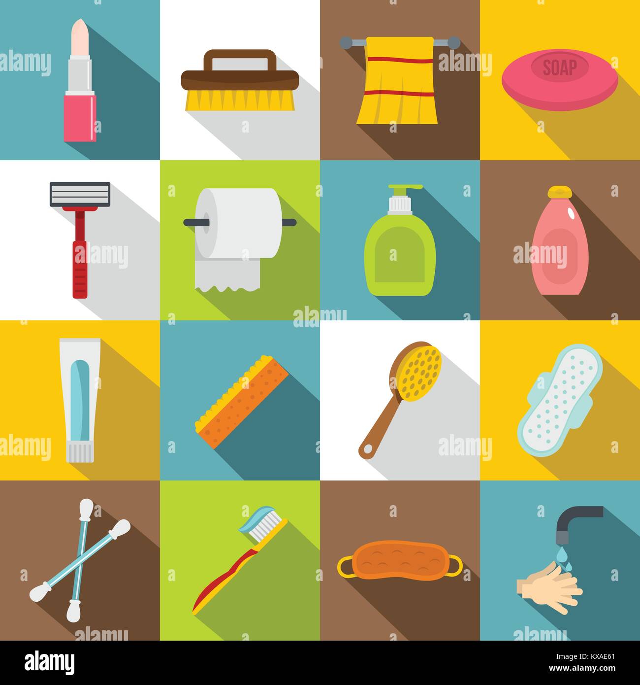 Hygiene tools icons set, flat style Stock Vector Image & Art - Alamy