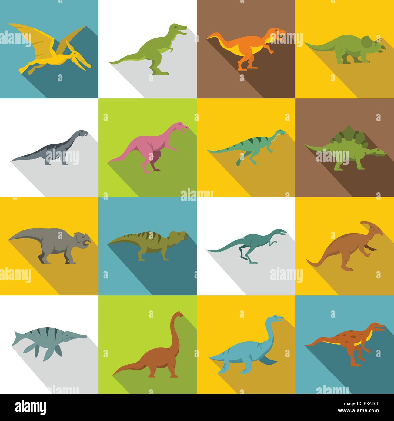 Dinosaur icons set, flat style Stock Vector Image & Art - Alamy