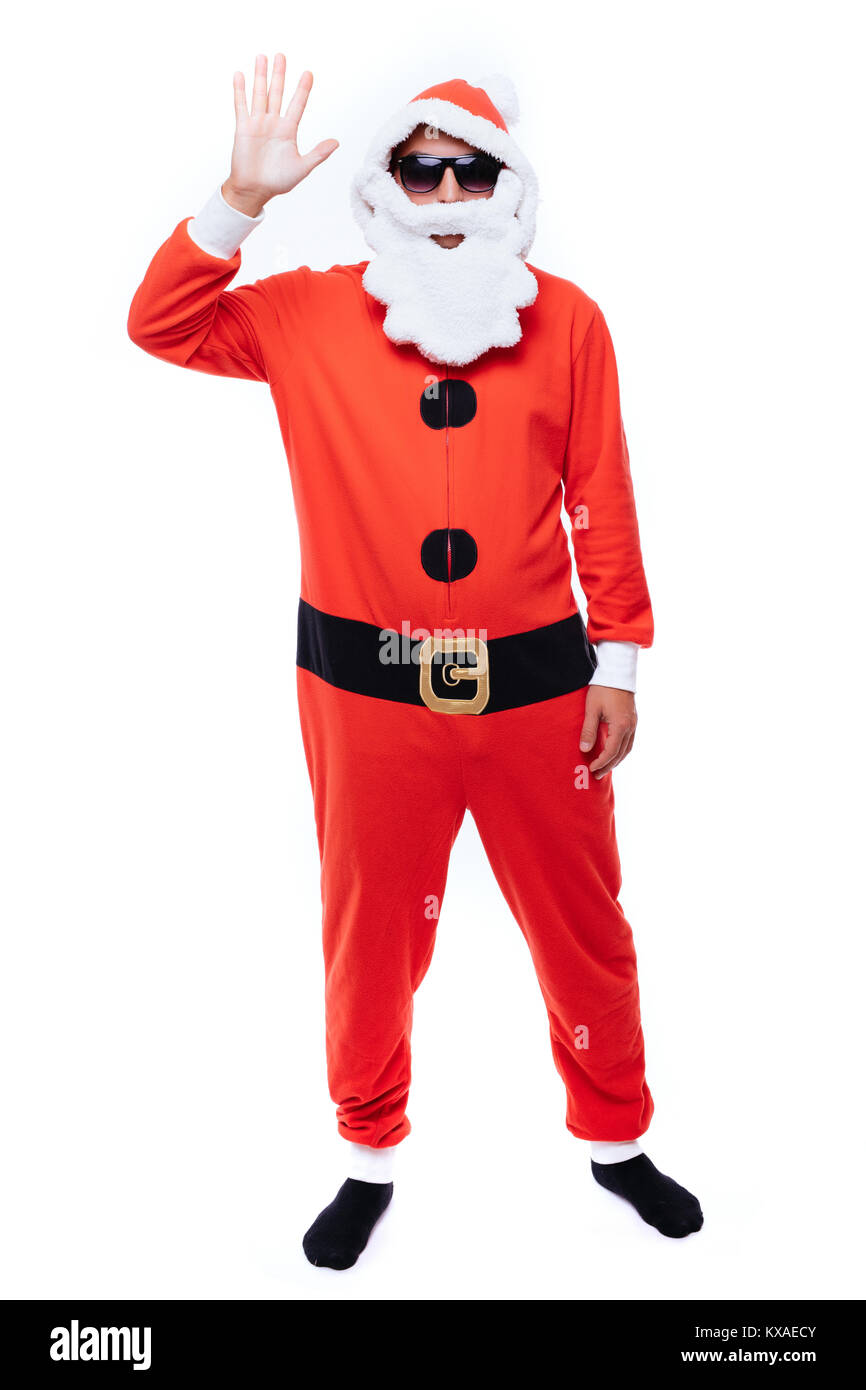 Santa Claus. Young Happy Emotional Santa Man Winner Gesture. Christmas ...