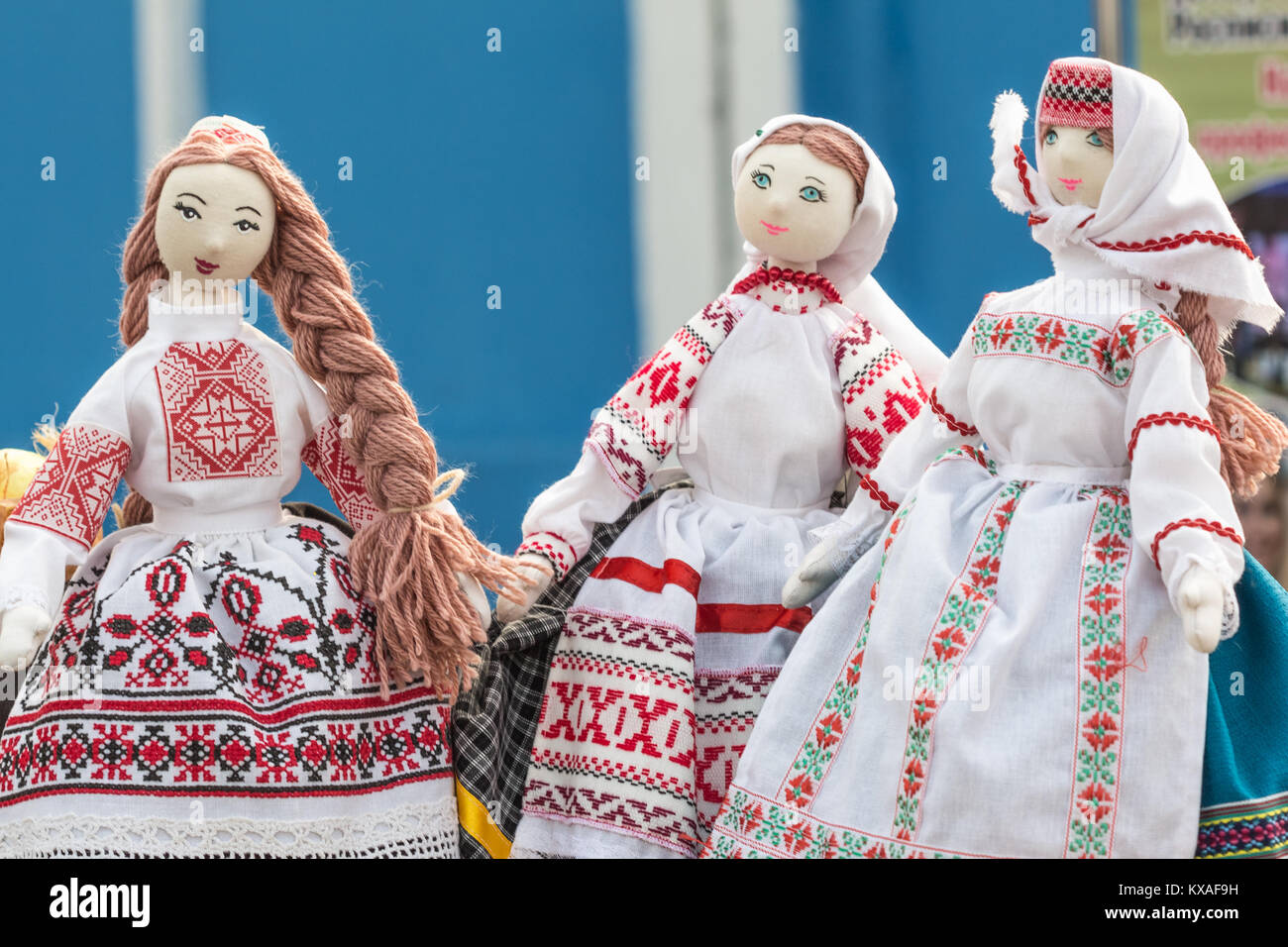 Traditional Belorussian rag dolls in national Belorussian clothes and ...