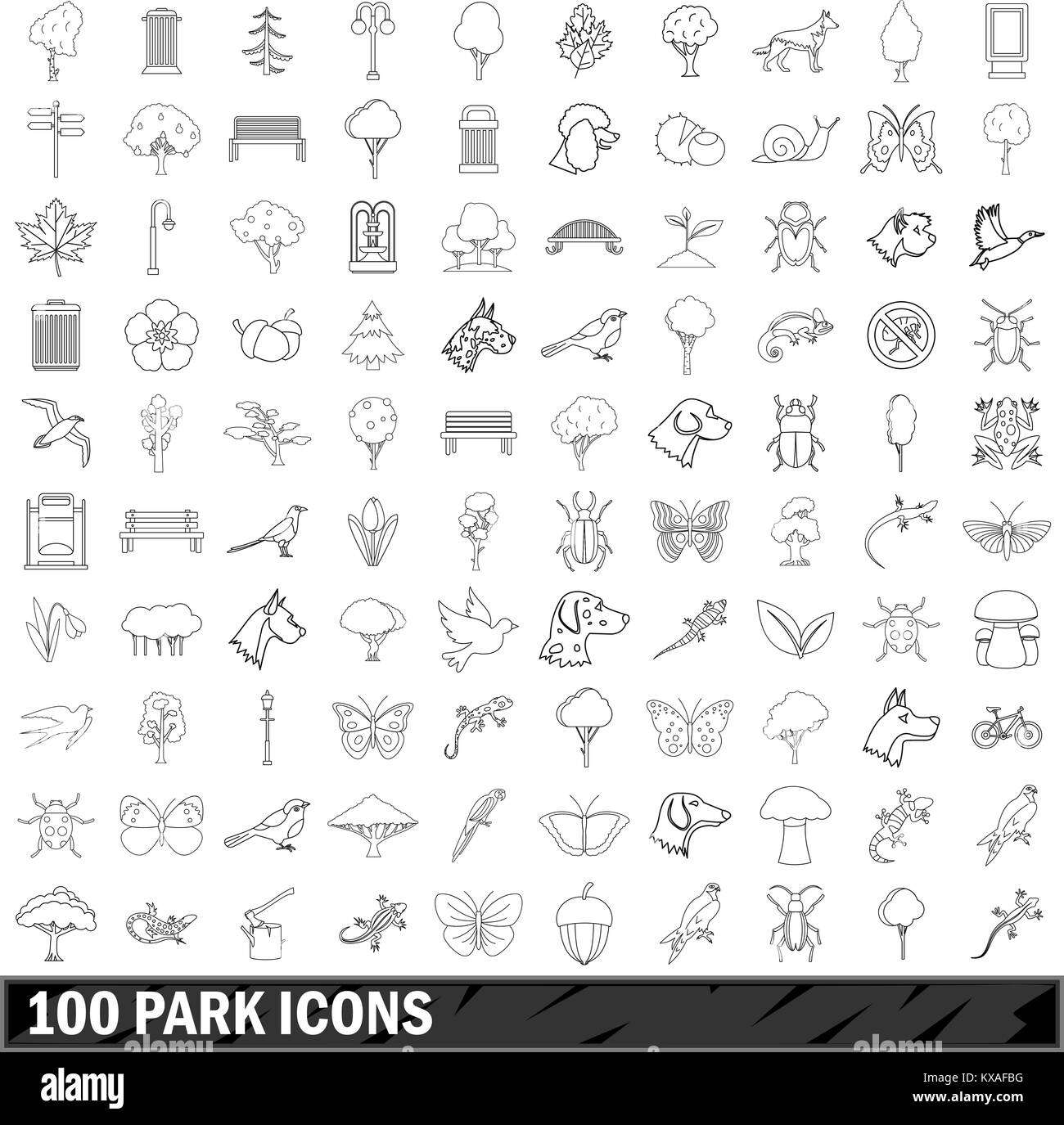 100 park icons set, outline style Stock Vector Image & Art - Alamy