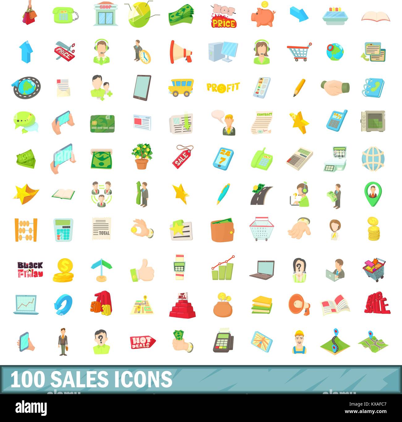 100 sales icons set, cartoon style Stock Vector Image & Art - Alamy