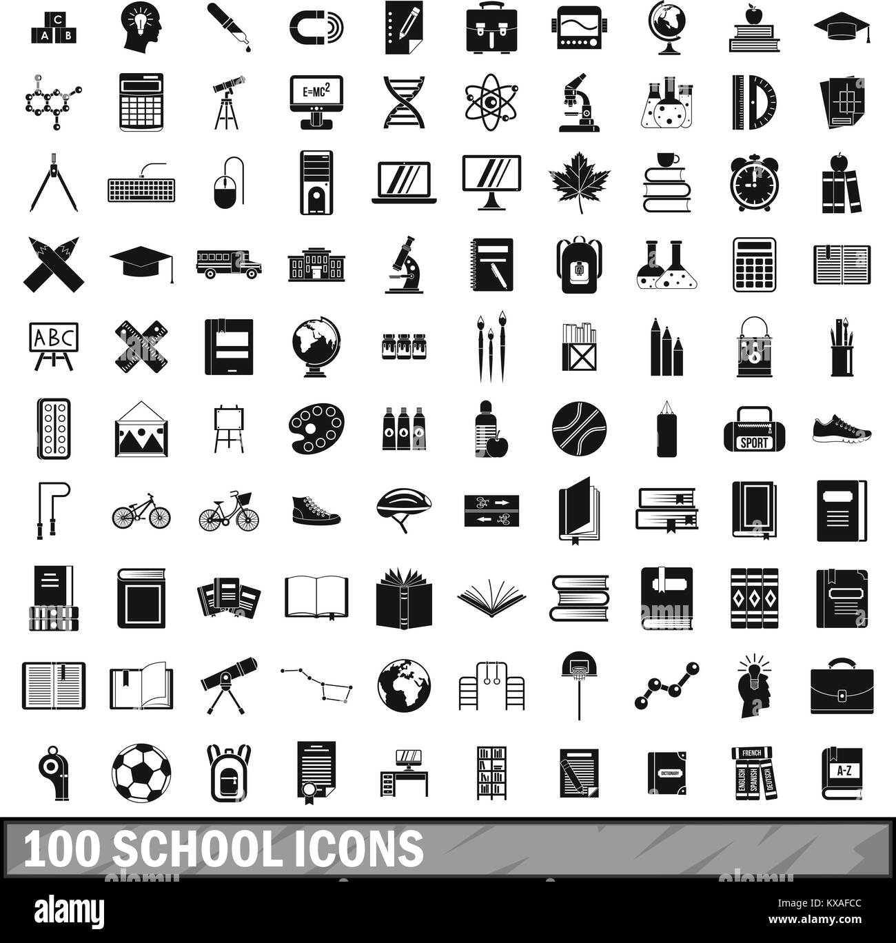 100 school icons set in simple style Stock Vector Image & Art - Alamy